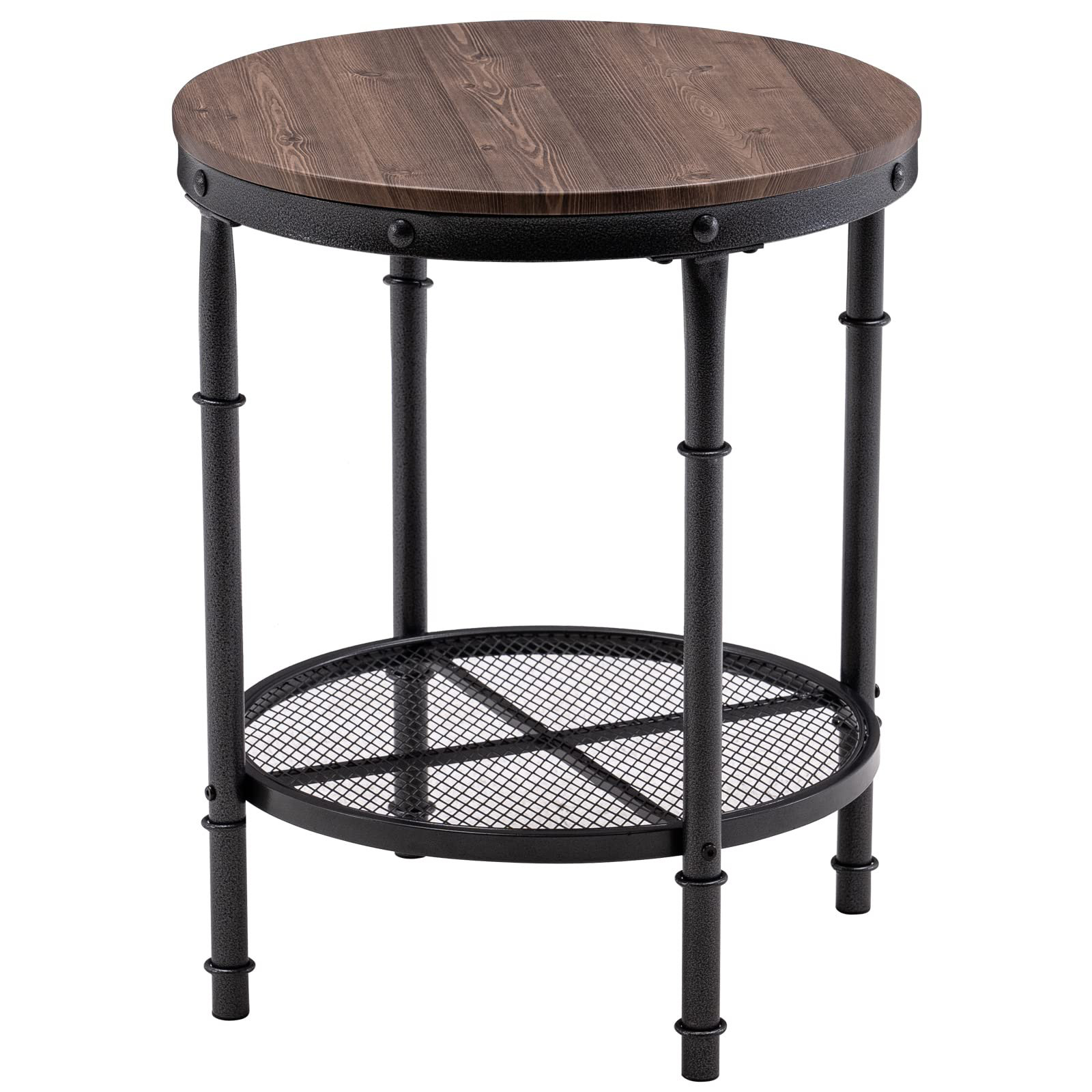 17 Stories Round End Table, 20" Industrial End Table Metal Side Table Small Round Side Table For ...